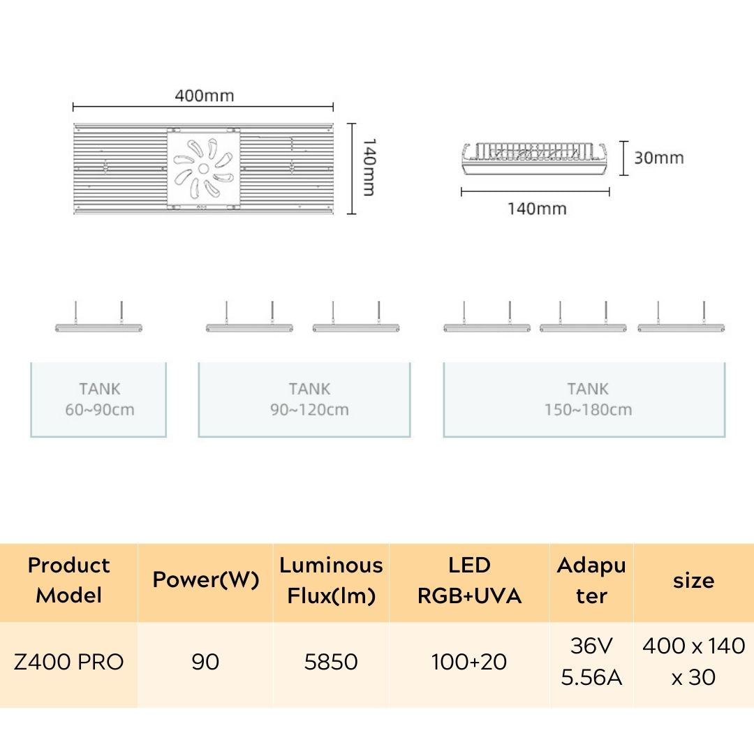 WEEK AQUA Z400 PRO RGB+UVA Aquarium Lightning【WEEK AQUA INTERNATIONAL ...