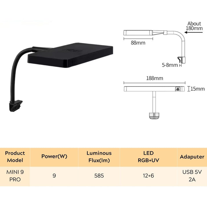 WEEK AQUA MINI 9 PRO RGB+UVA Aquarium Lightning【WEEK AQUA INTERNATIONA ...